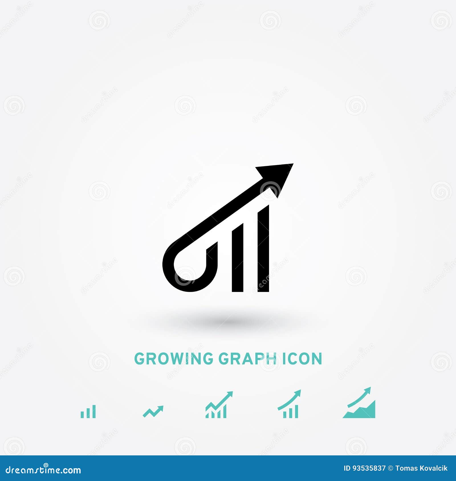 Growing graph icon stock vector. Illustration of black - 93535837