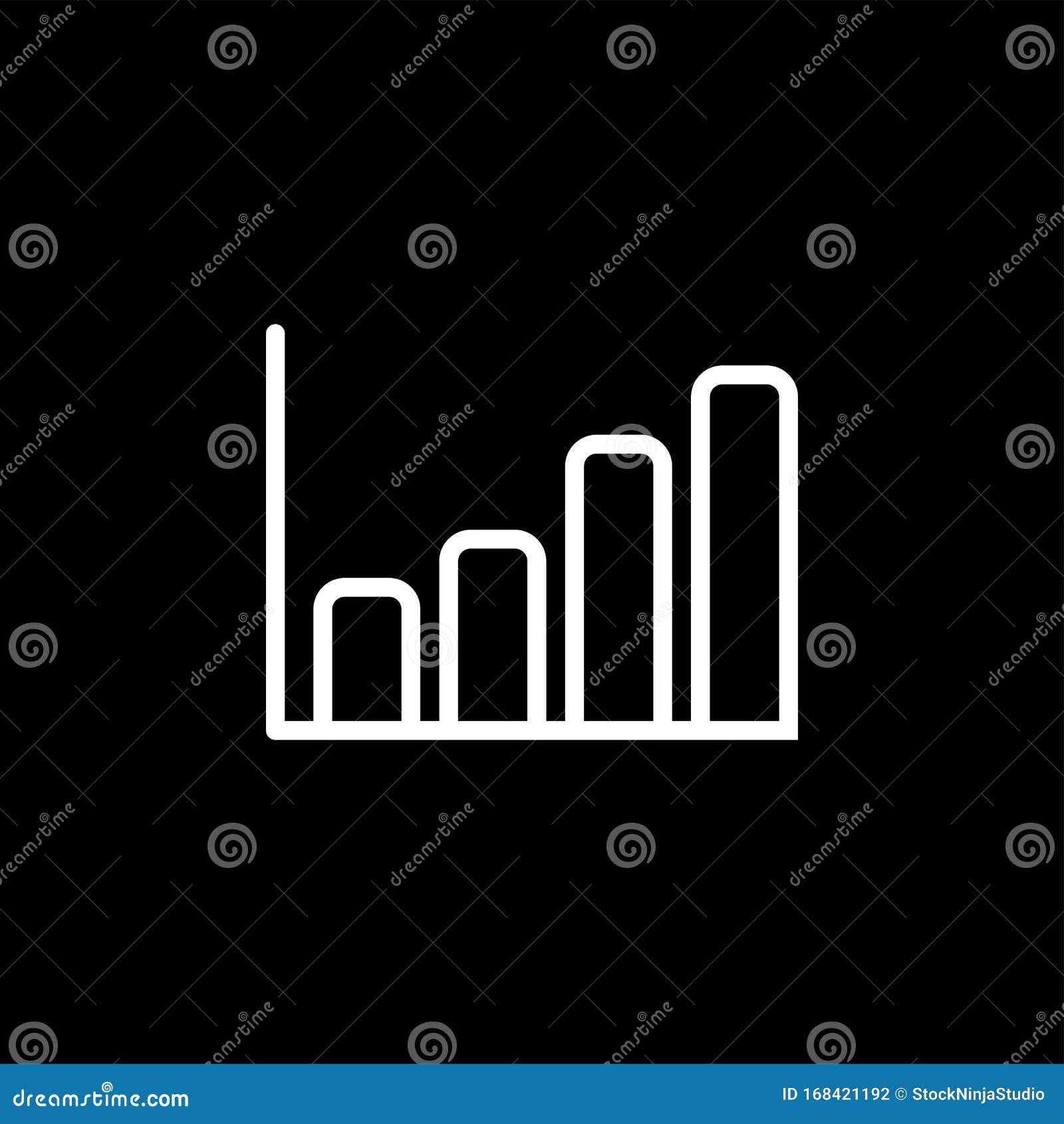 Growing Graph Line Icon on Black Background. Black Flat Style Vector ...