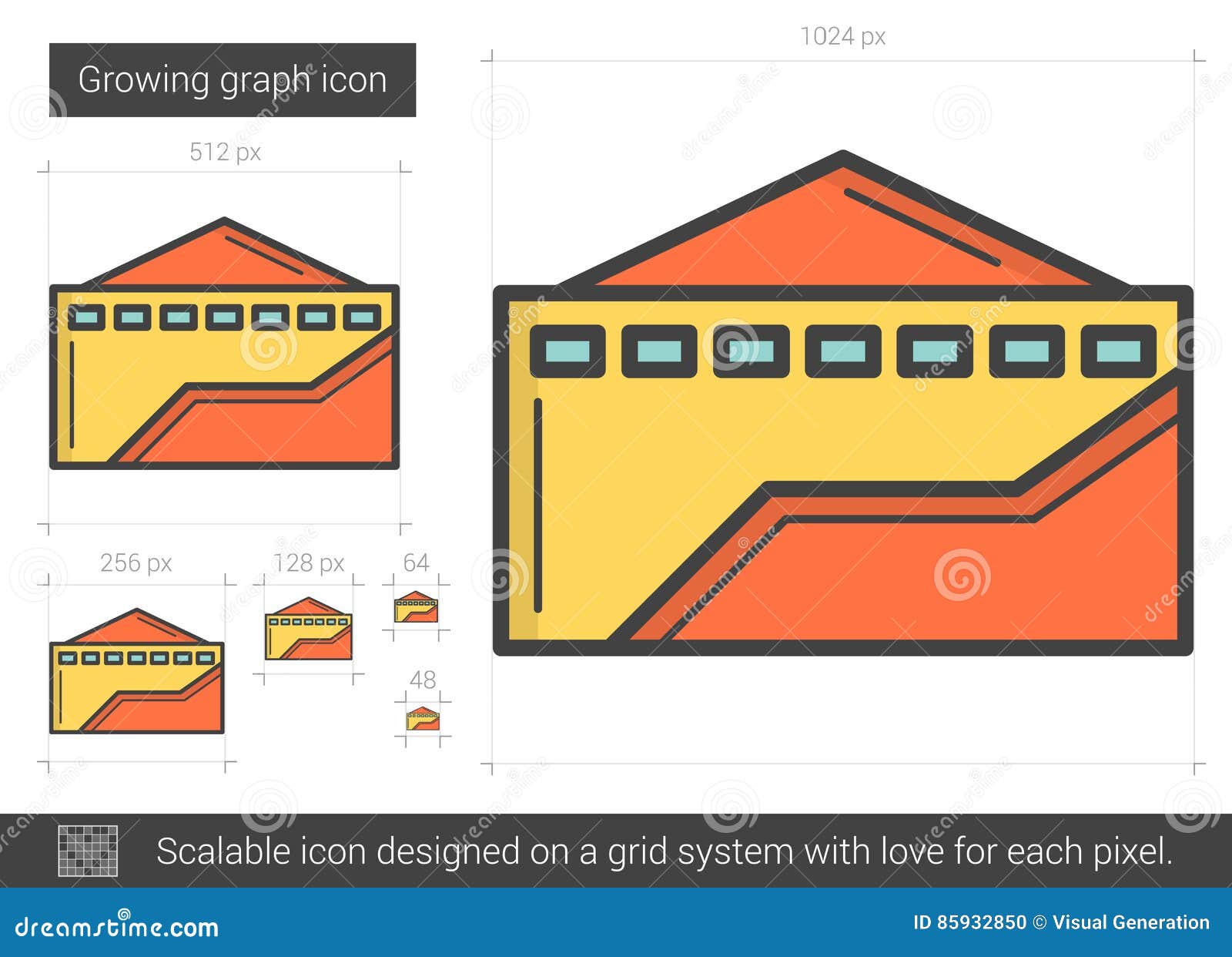 Growing graph line icon. stock vector. Illustration of grow - 85932850