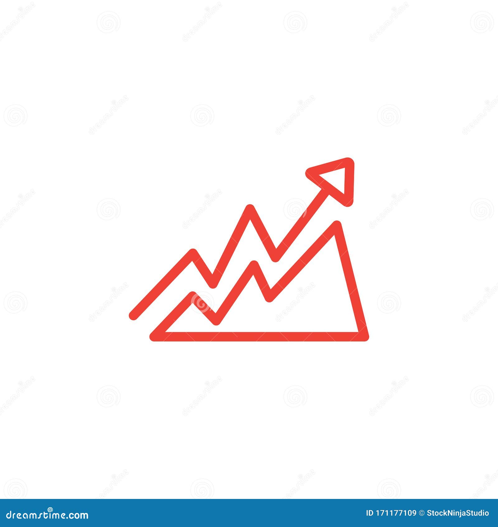 Growing Graph Line Red Icon on White Background. Red Flat Style Vector ...