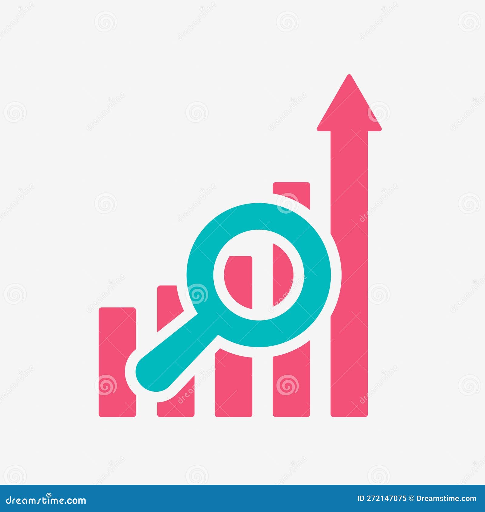 Growing Graph with Magnifying Glass. Chart Columns, Highest One Ends ...