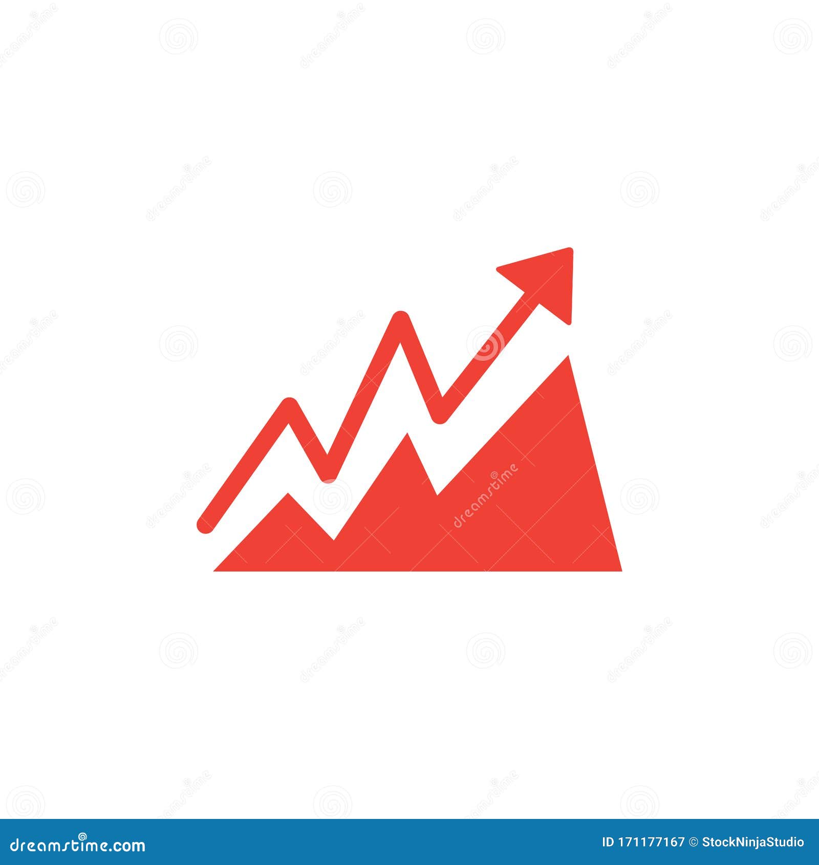 Growing Graph Red Icon on White Background. Red Flat Style Vector ...