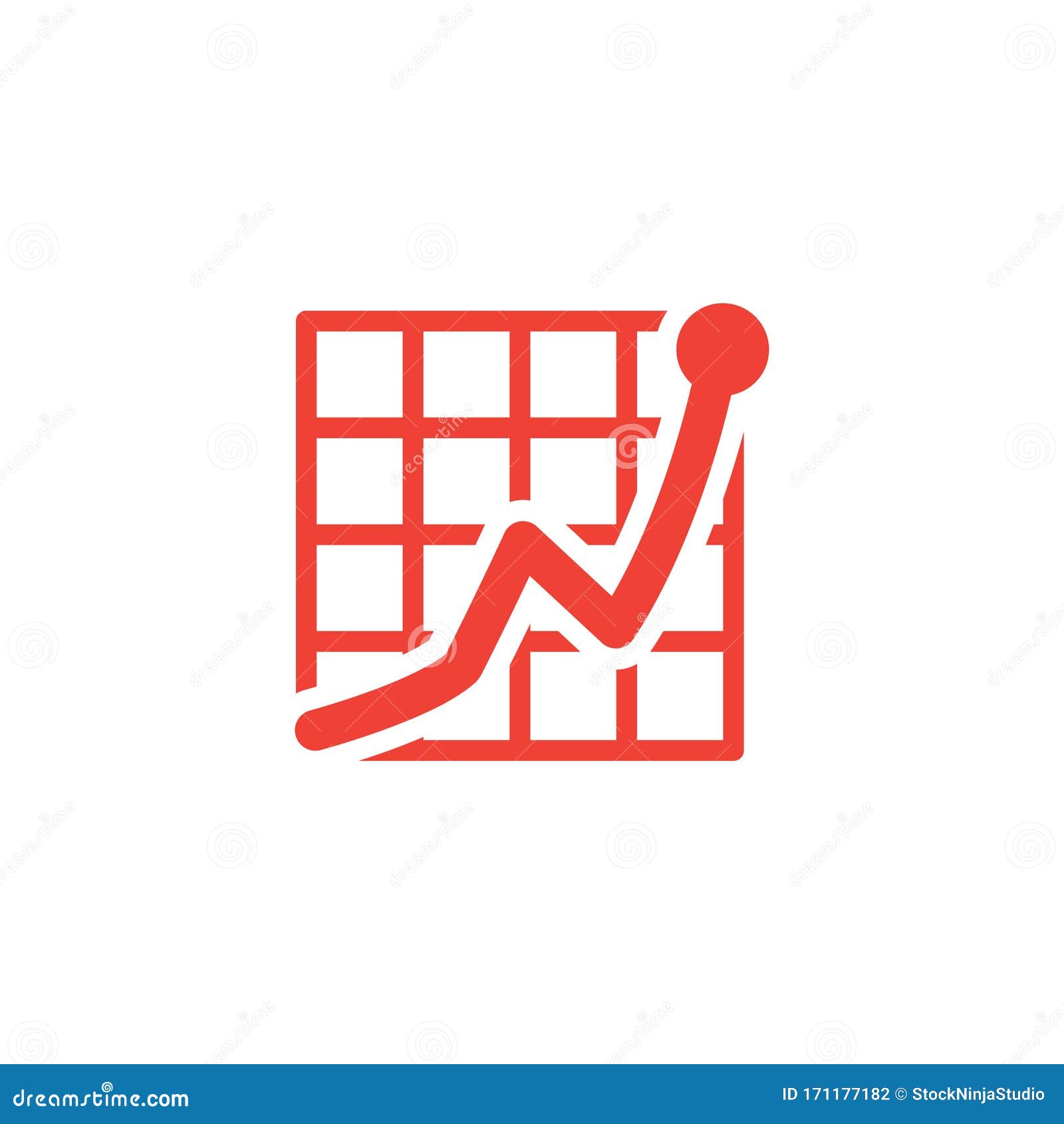 Growing Graph Red Icon on White Background. Red Flat Style Vector ...