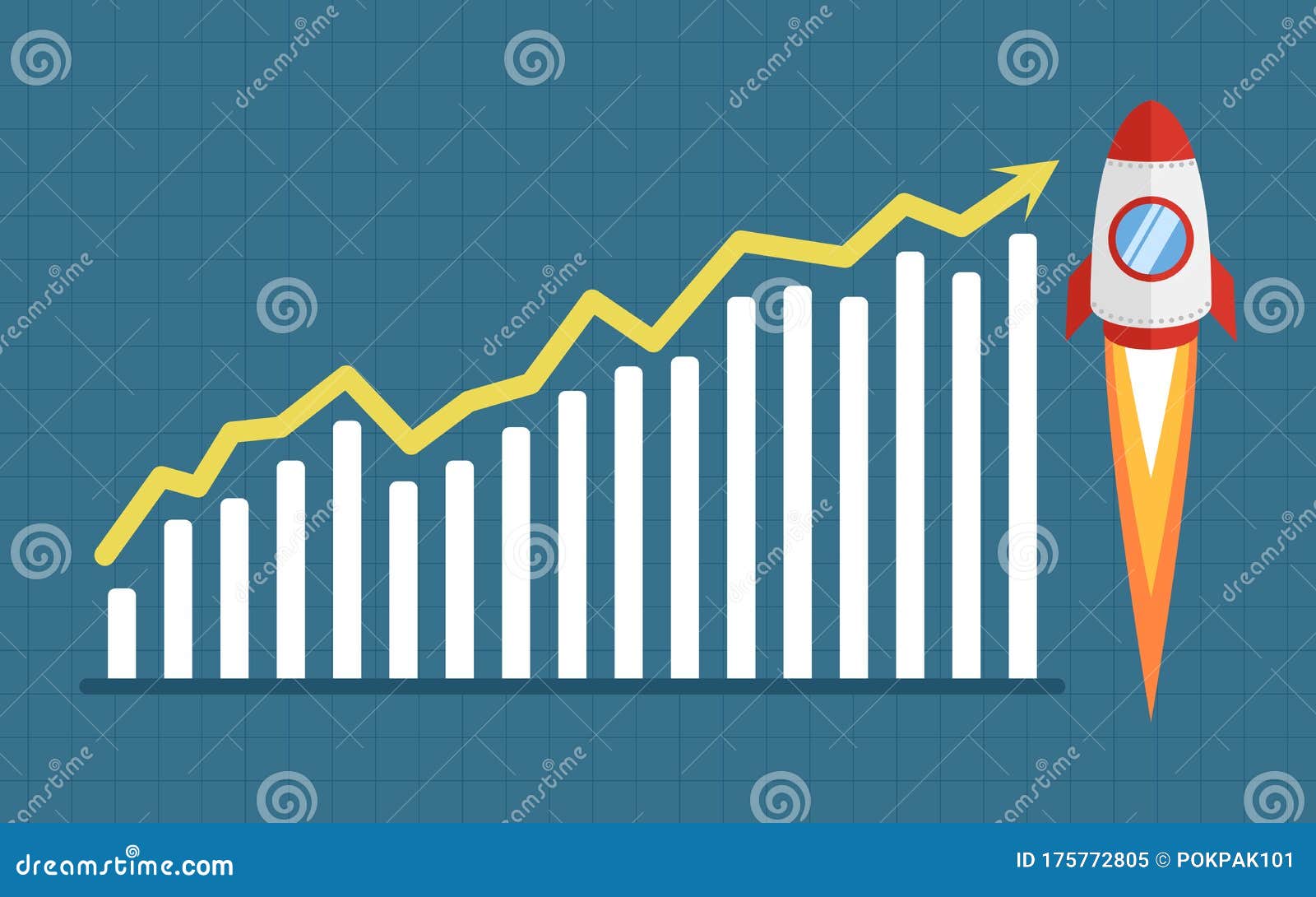 Growing graph rocket stock vector. Illustration of business - 175772805