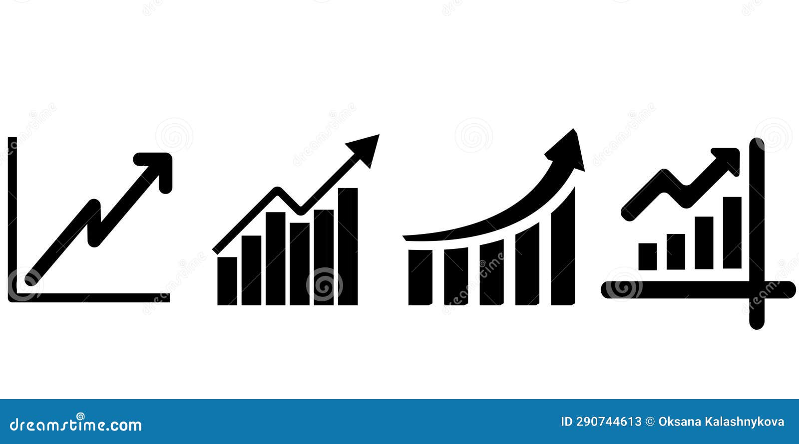 Growing Graph Set. Business Chart with Arrow. Growths Chart Collection ...
