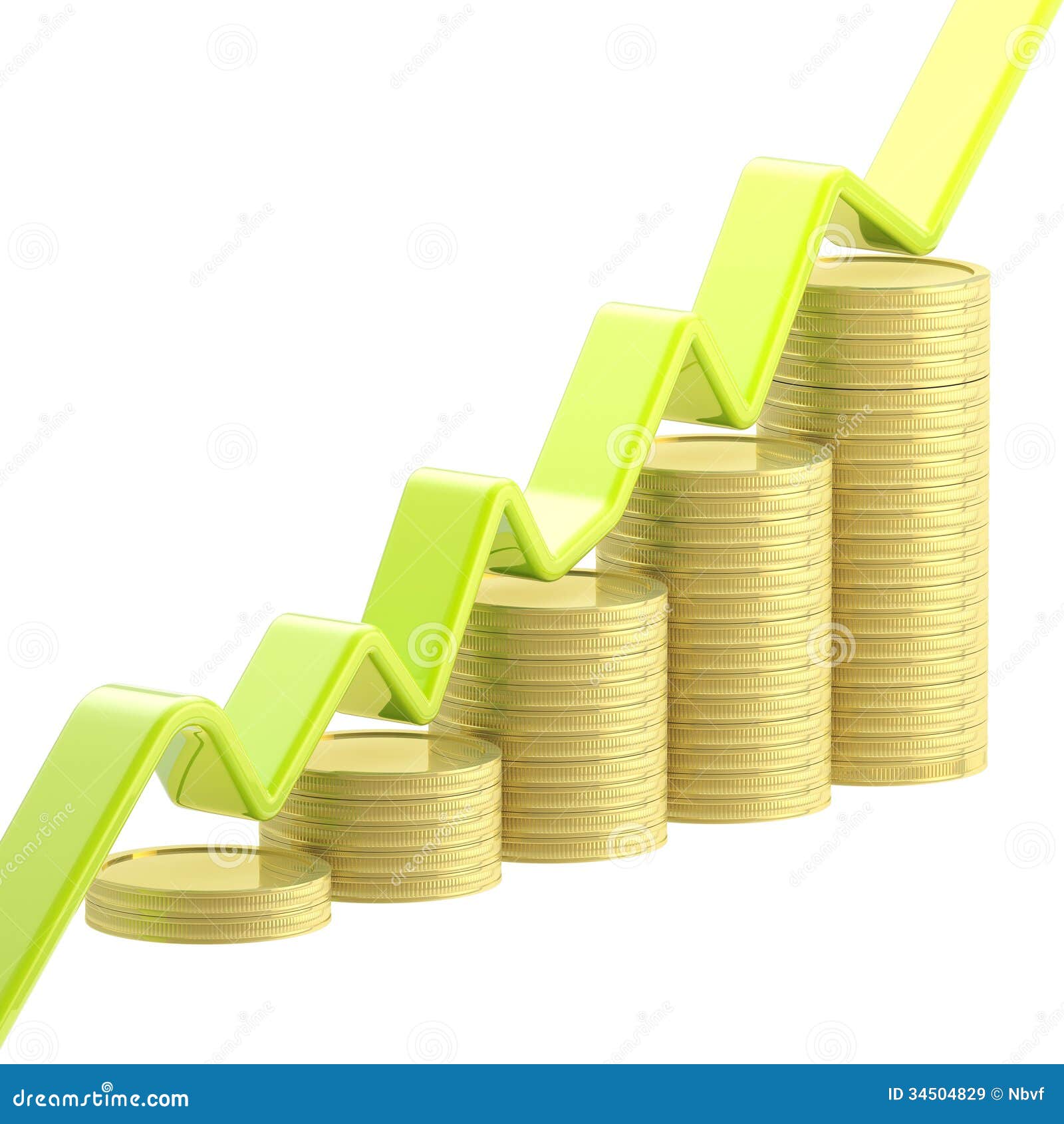 Growing Graph on a Stack of Coins Isolated Stock Illustration ...