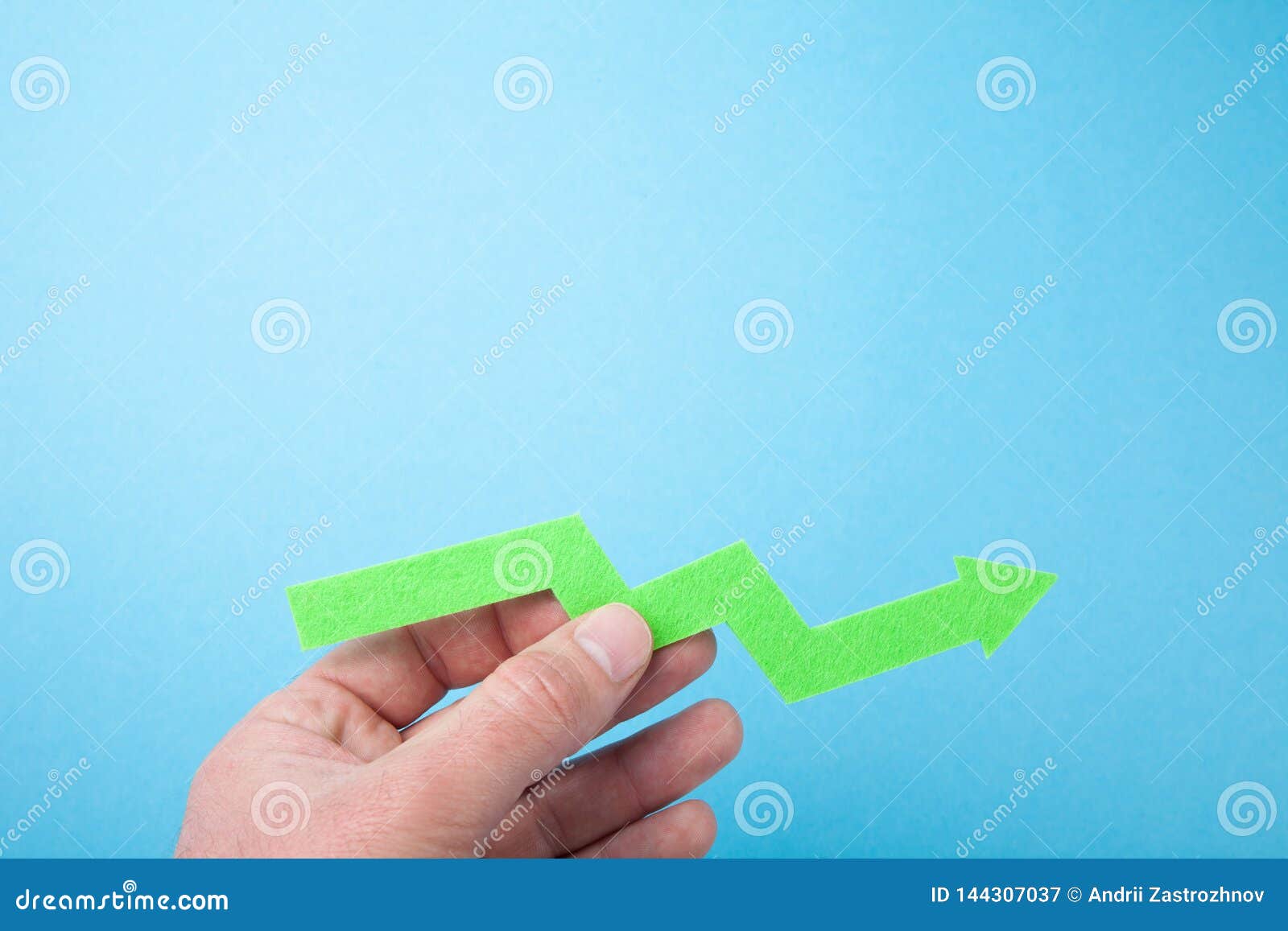 Growing Green Arrow Up in the Hand, Empty Space for Text Stock Image ...