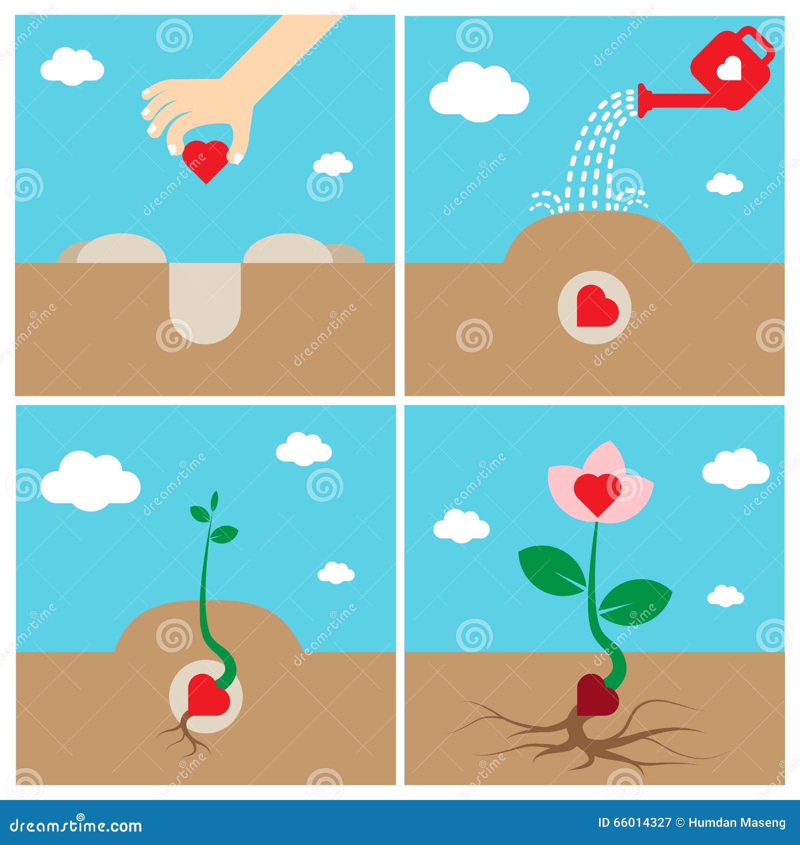 Growing heart growing love stock vector. Illustration of symbol - 66014327