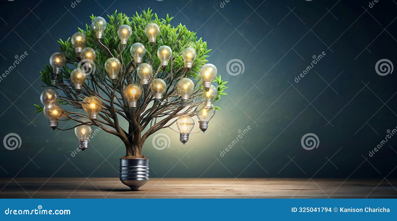 Growing Ideas Lightbulb Tree Concept Creative AI Stock Illustration ...