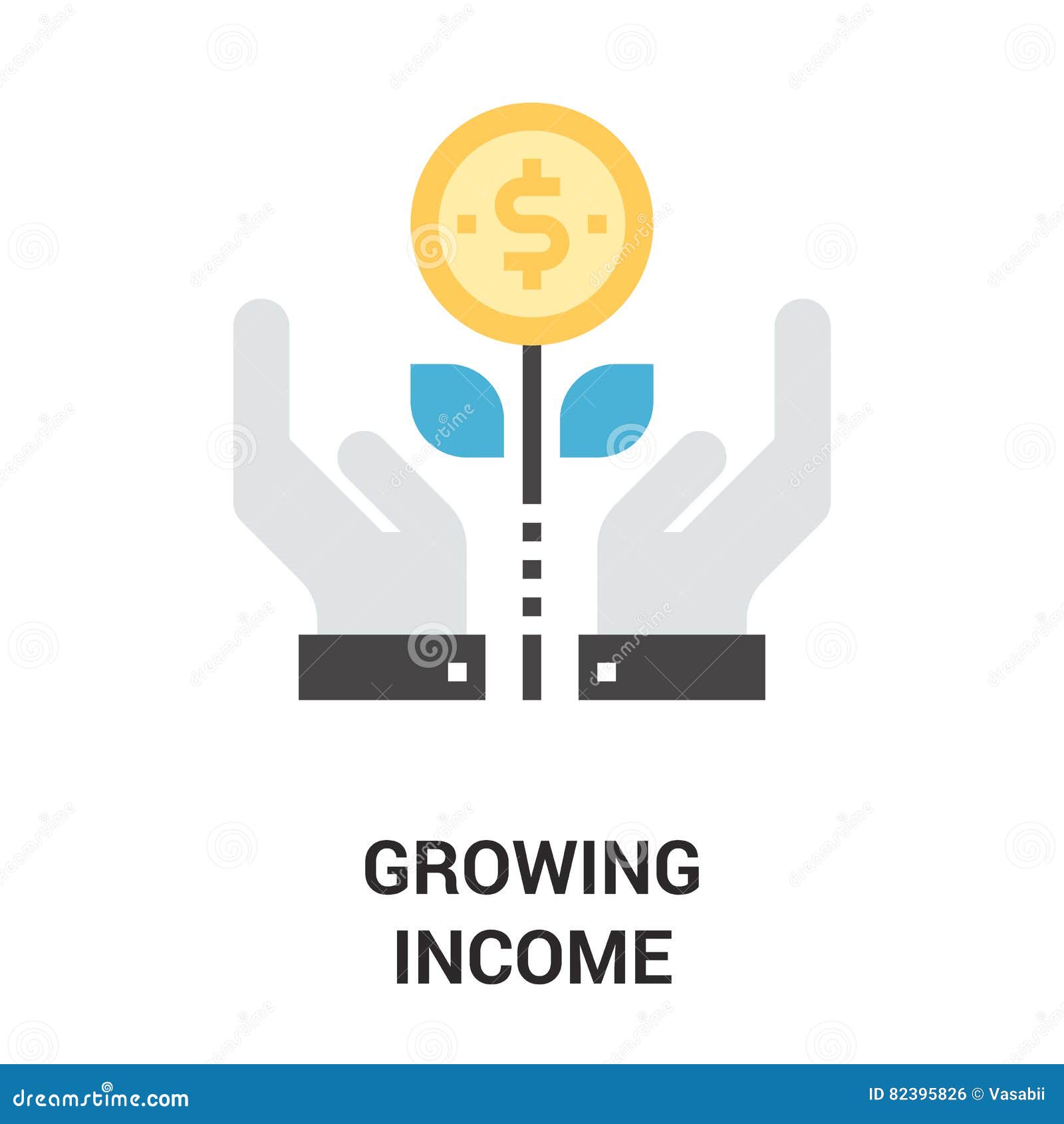 Growing Income Icon Concept Stock Vector - Illustration of coin, credit ...