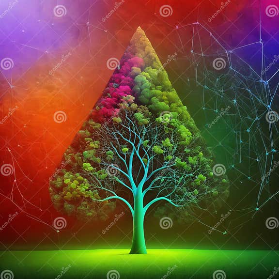 Growing Internet Startup , with Green Tree Growing from Network of Data and Information, Ai ...