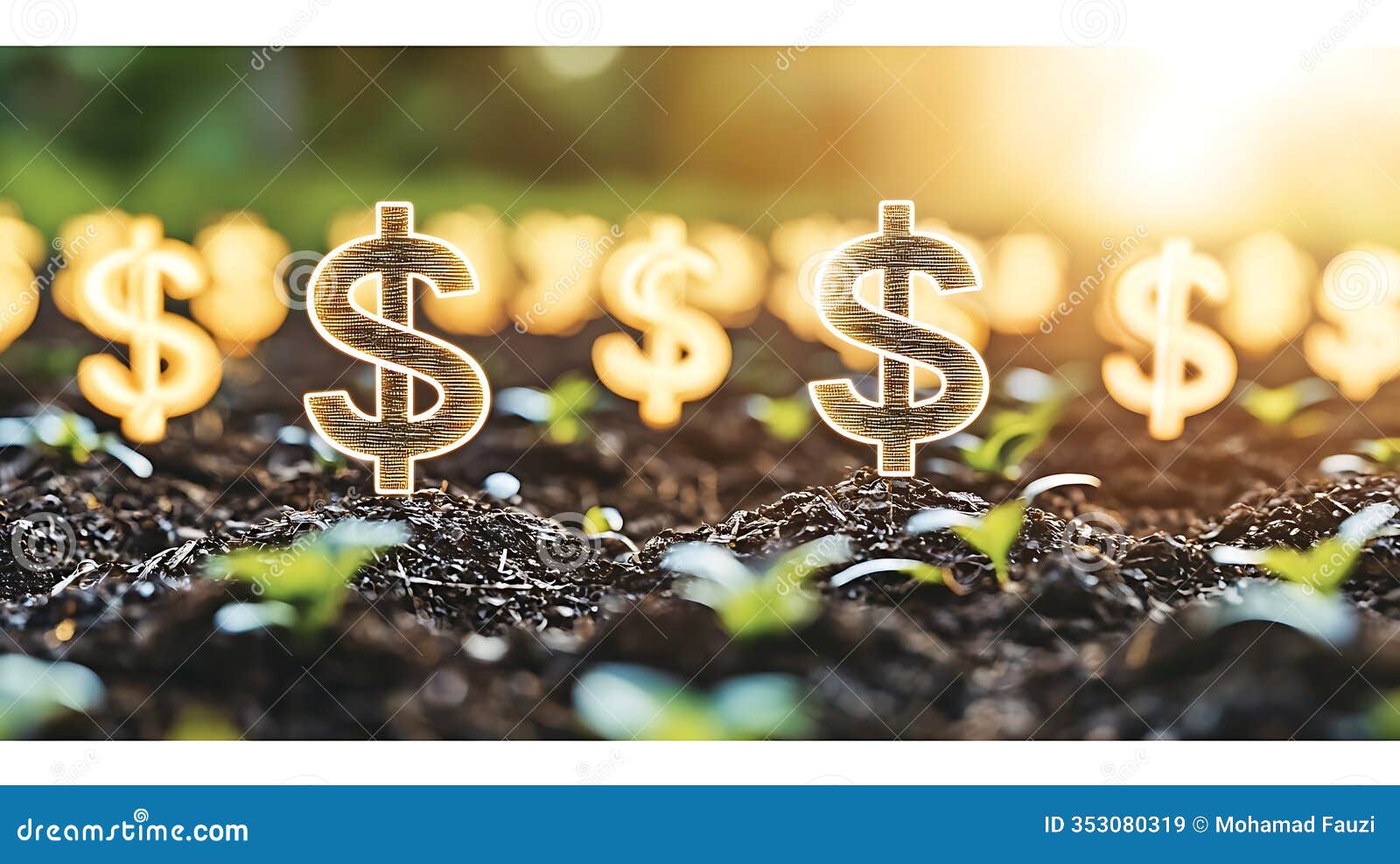 Growing Money, Dollar Signs in Soil with Plants Stock Image - Image of ...