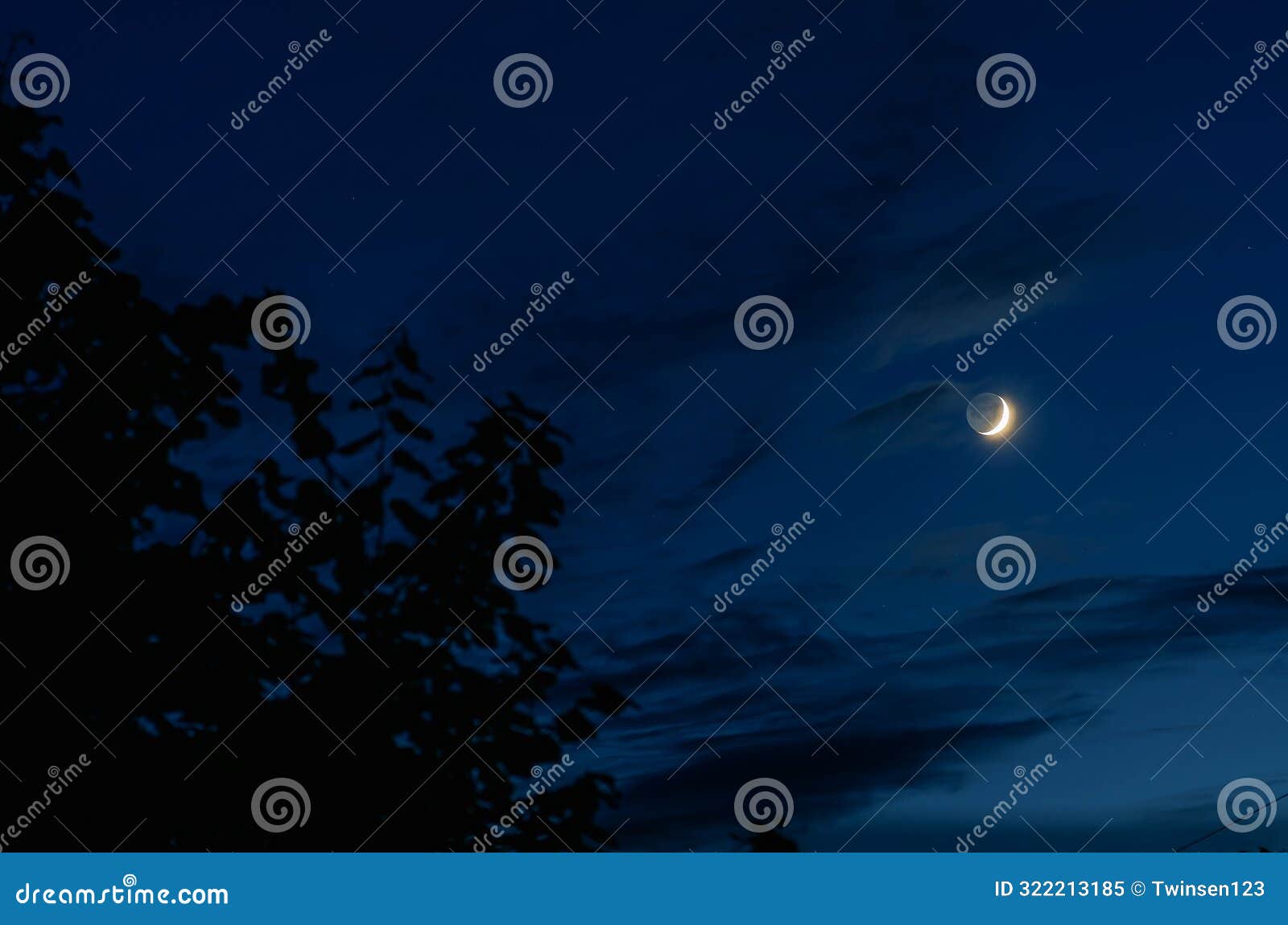 Growing Moon on Background of the Blue Sky at Night. Astrophoto Stock ...