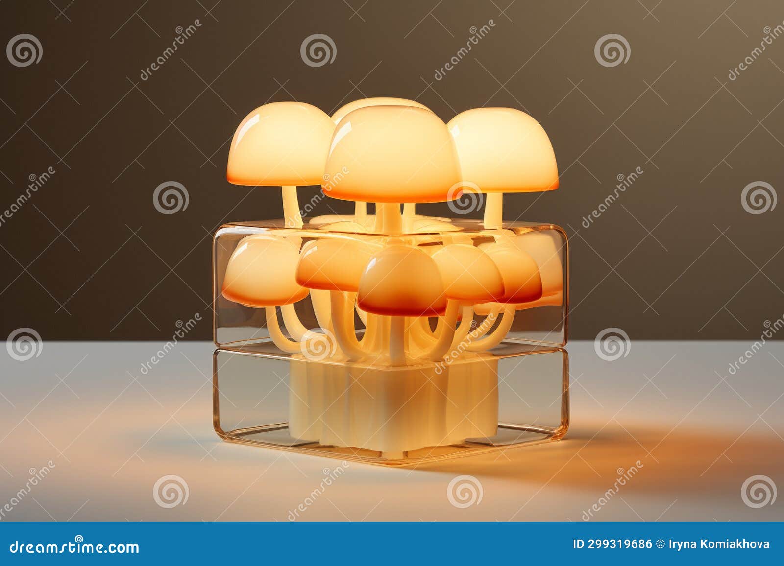 Growing Mushrooms in a Cube Stock Photo - Image of decor, graphic ...
