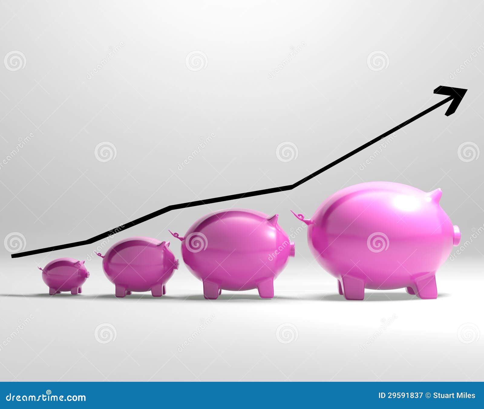 Growing Piggy Shows Increased Savings Stock Illustration - Illustration ...