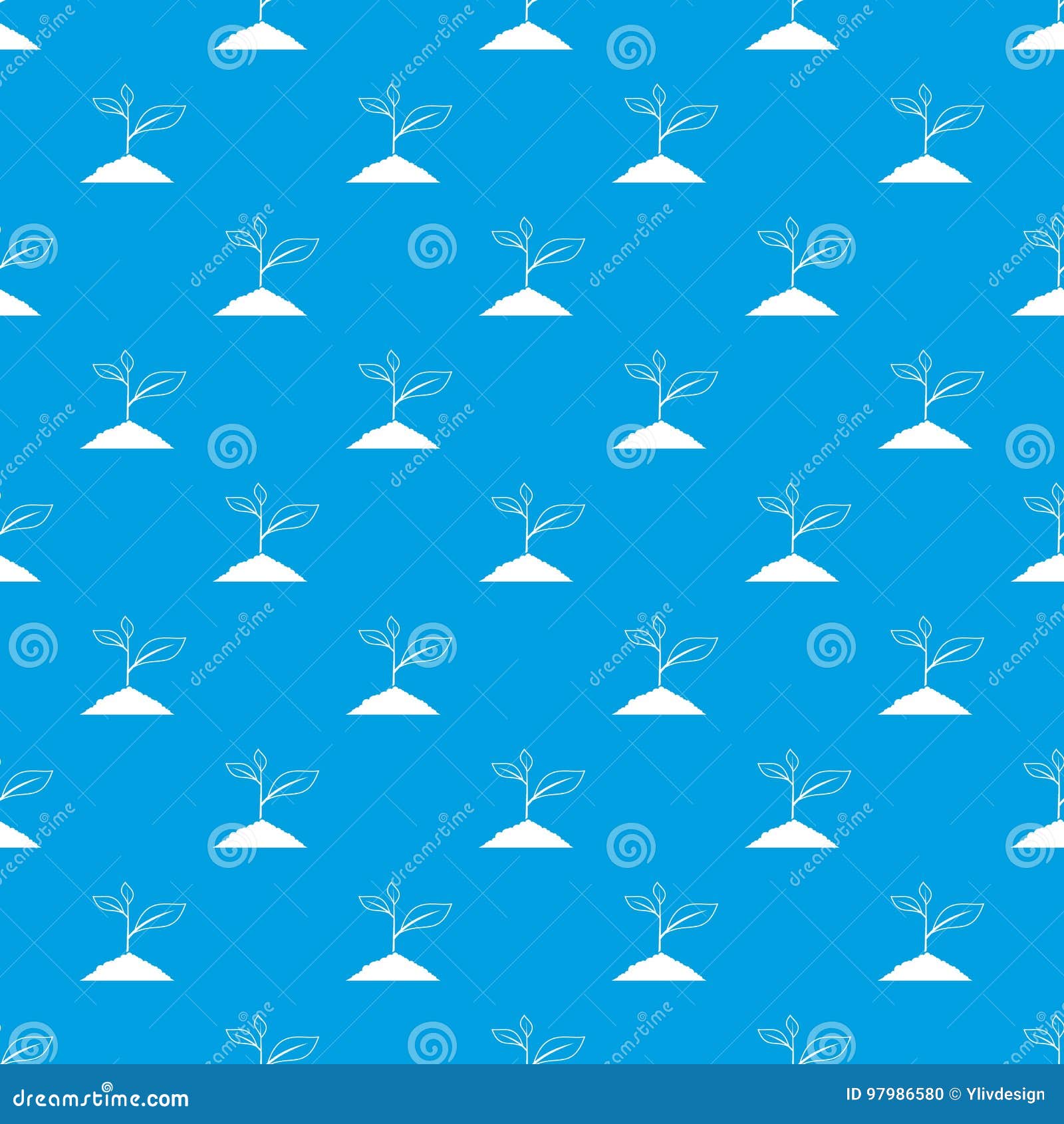 Growing Plant Pattern Seamless Blue Stock Vector - Illustration of icon ...