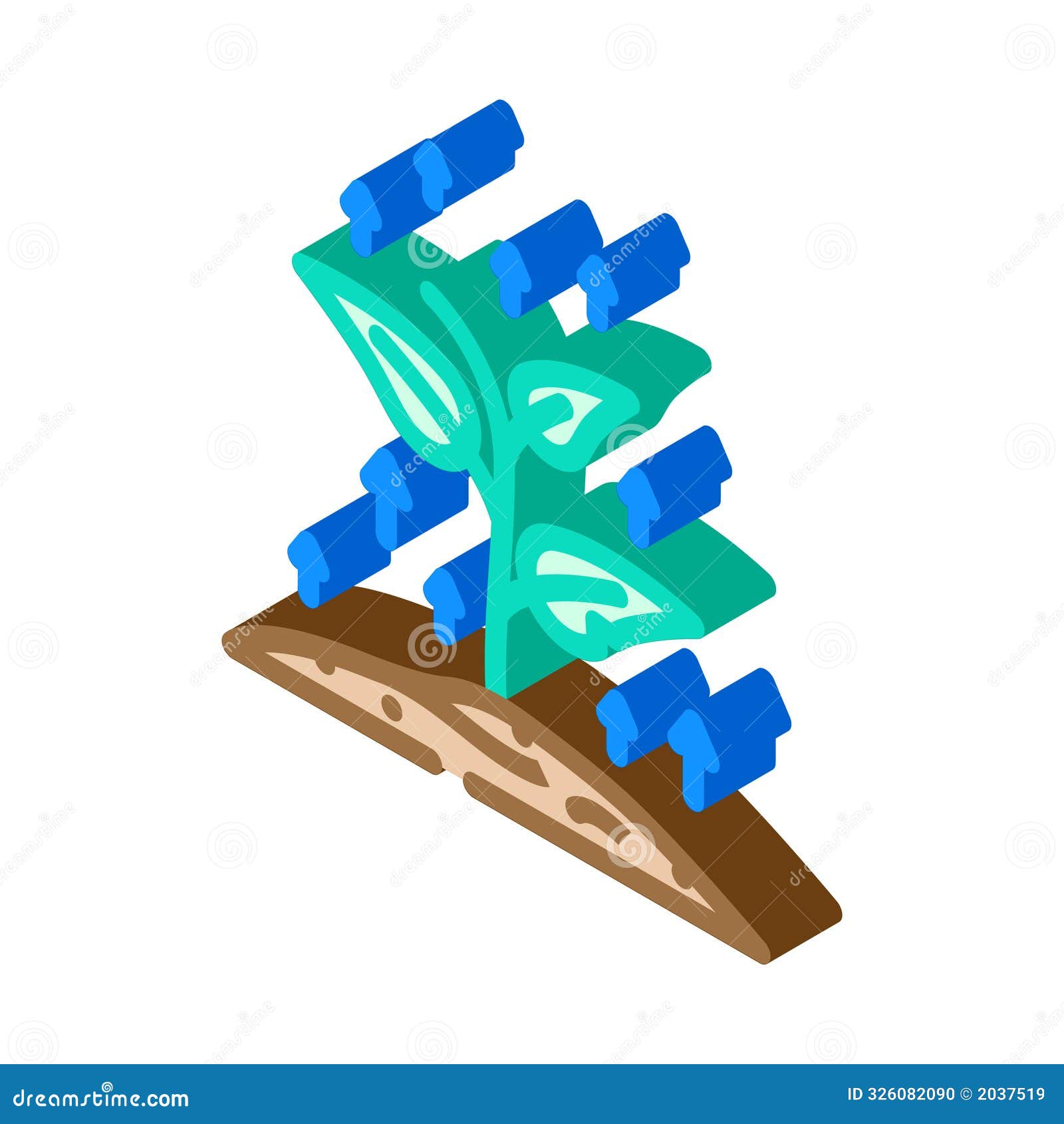 Growing Plant Progress Isometric Icon Vector Illustration Stock ...