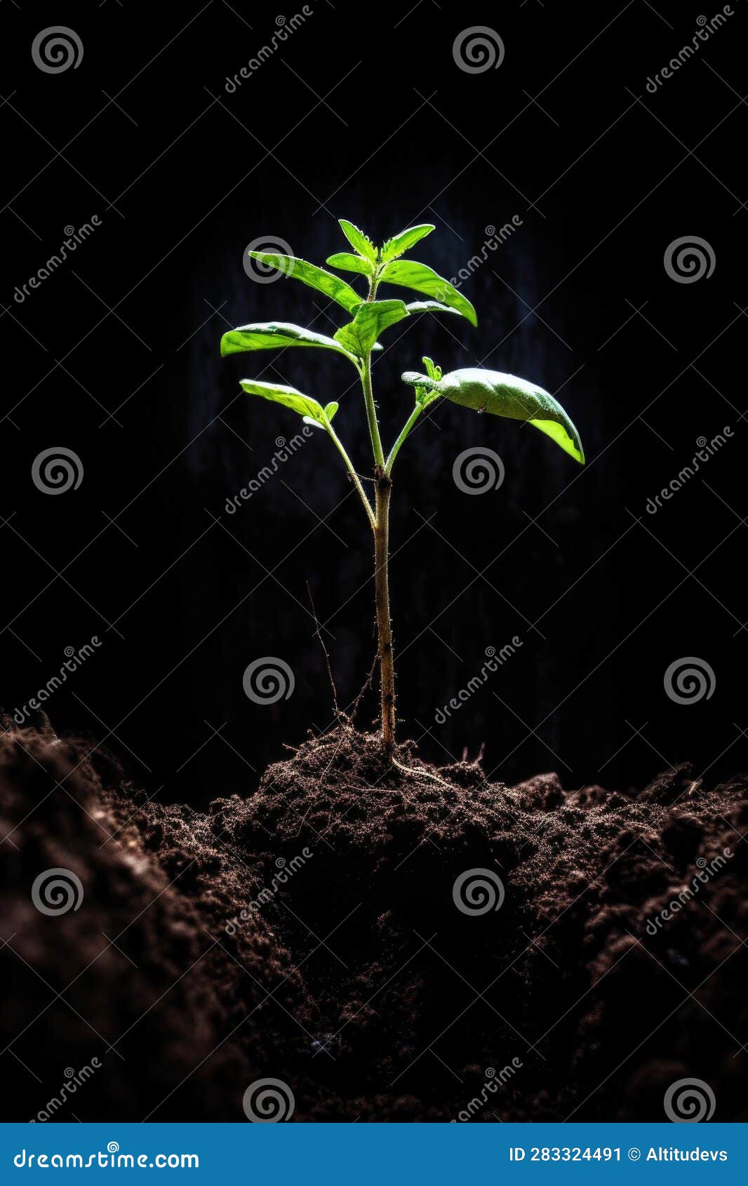A Growing Plant Reaching Upwards through the Soil Stock Image - Image ...