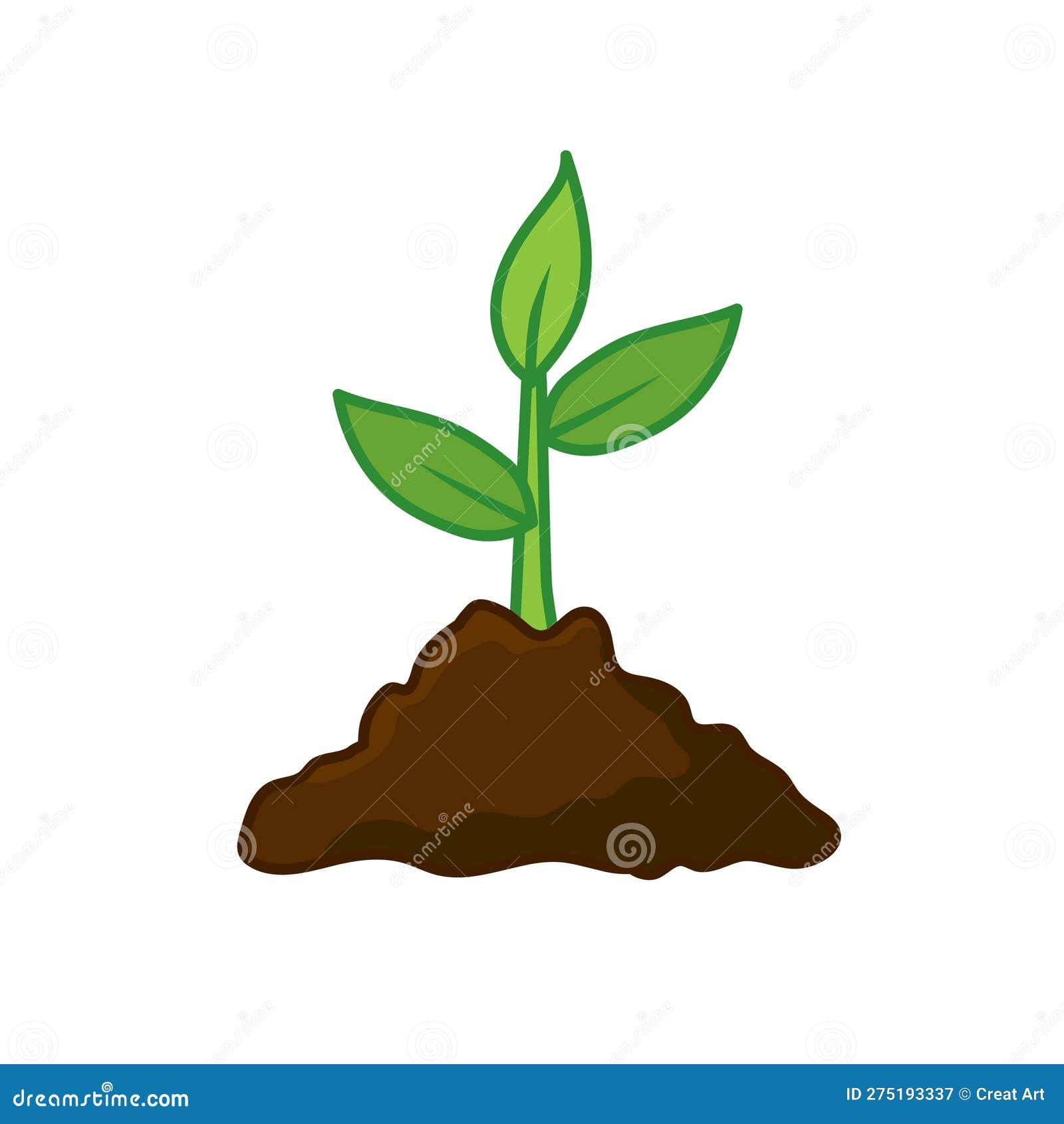 Growing Plant in Soil Vector Stock Vector - Illustration of isolated ...