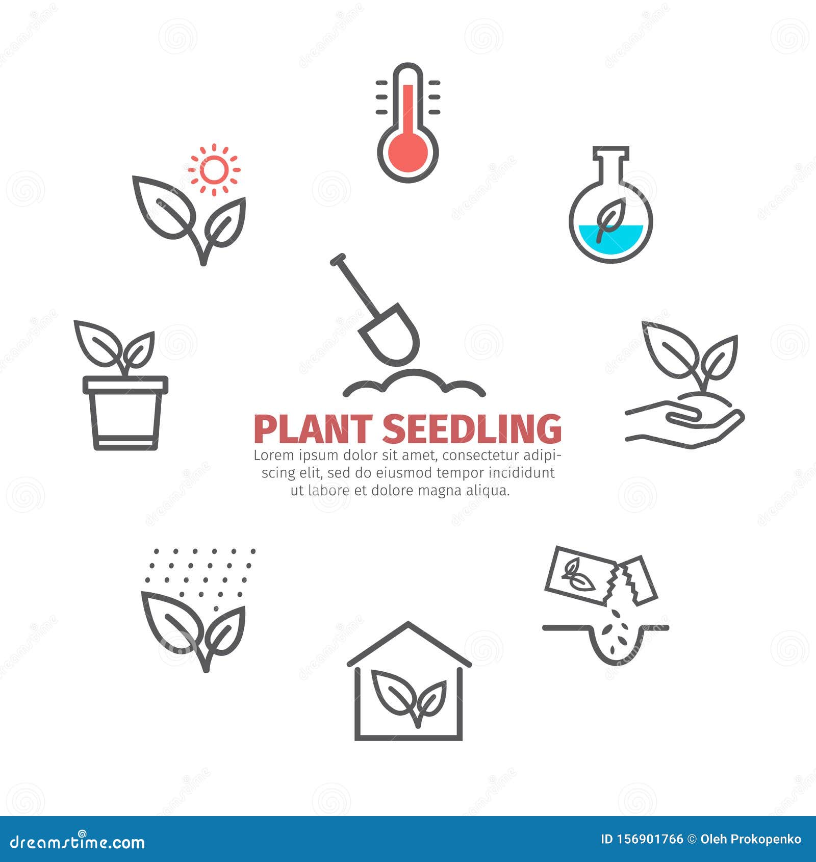 Growing Plants Banner, Line Icon. Vector Signs for Web Graphics Stock ...