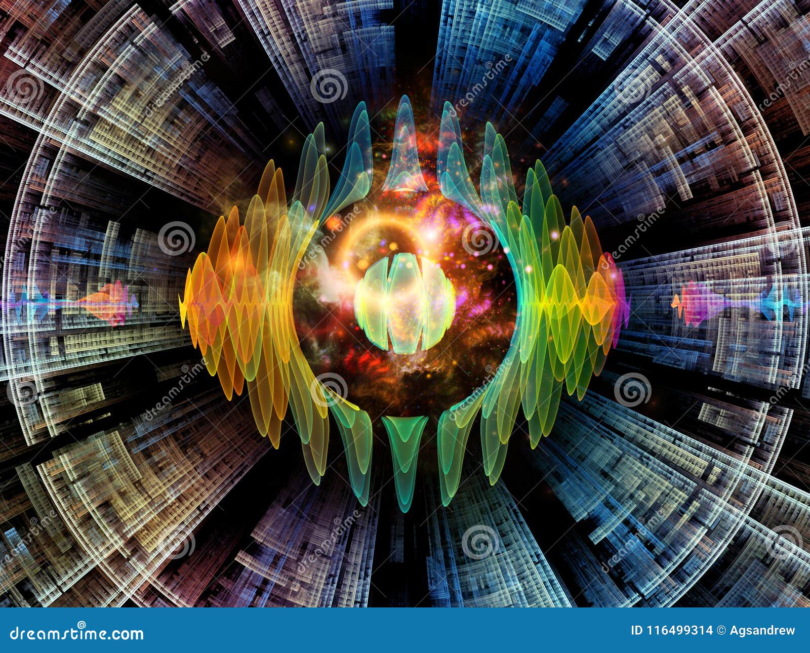 The Growing Radial Oscillation Stock Illustration - Illustration of ...