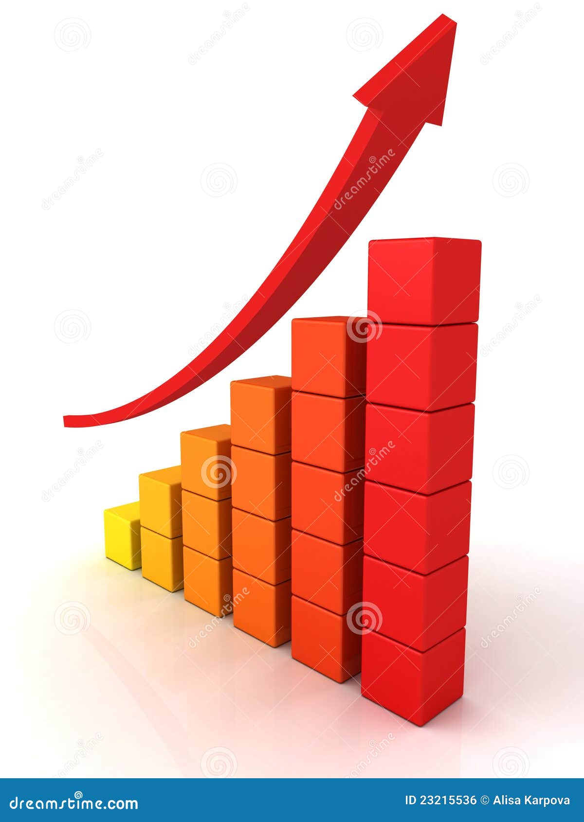 Growing Red Orange Bargraph and Rising Arrow Stock Illustration ...