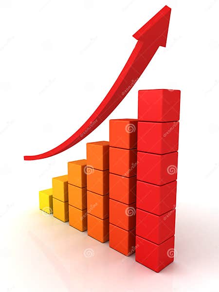 Growing Red Orange Bargraph and Rising Arrow Stock Illustration ...