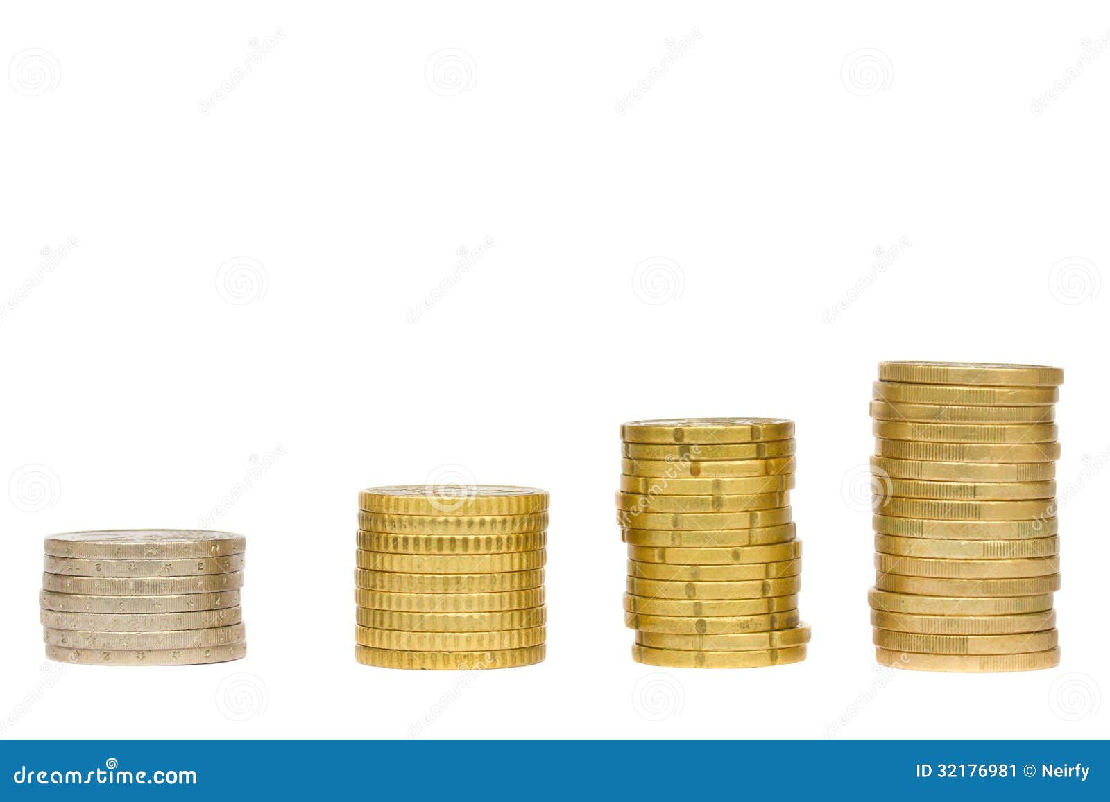 Growing row of coins stock image. Image of color, growing - 32176981