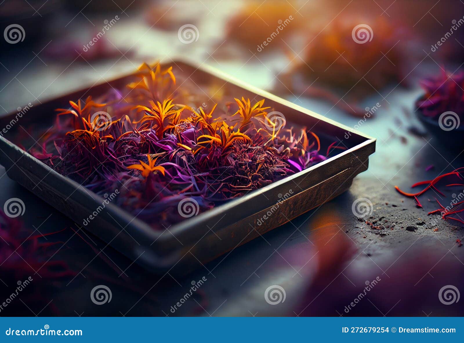 Growing Saffron in Tray on Table, AI Generated Stock Illustration ...
