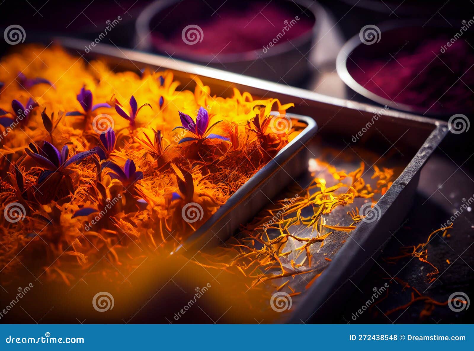 Growing Saffron in Tray on Table, AI Generated Stock Illustration ...