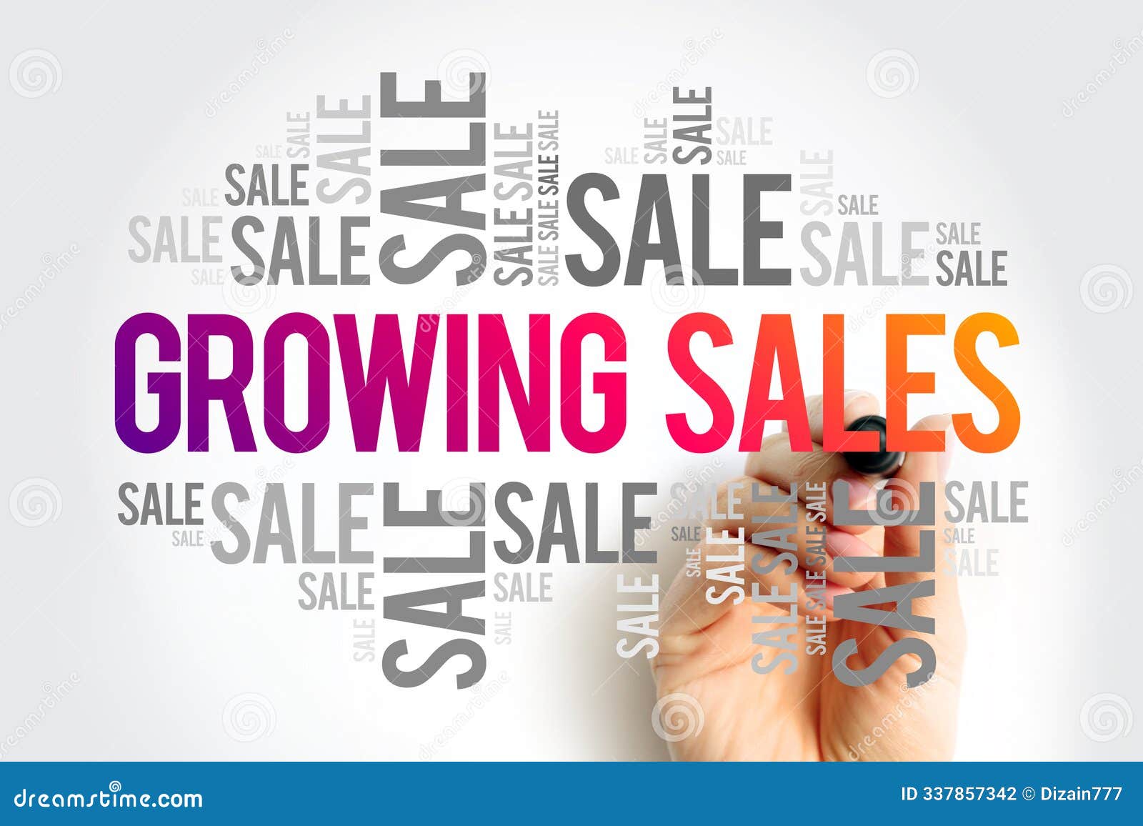 Growing Sales Word Cloud Collage, Business Concept Background Stock ...