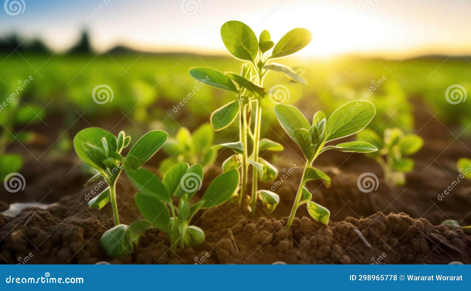 Growing Soy, Young Soy in Field Stock Illustration - Illustration of ...