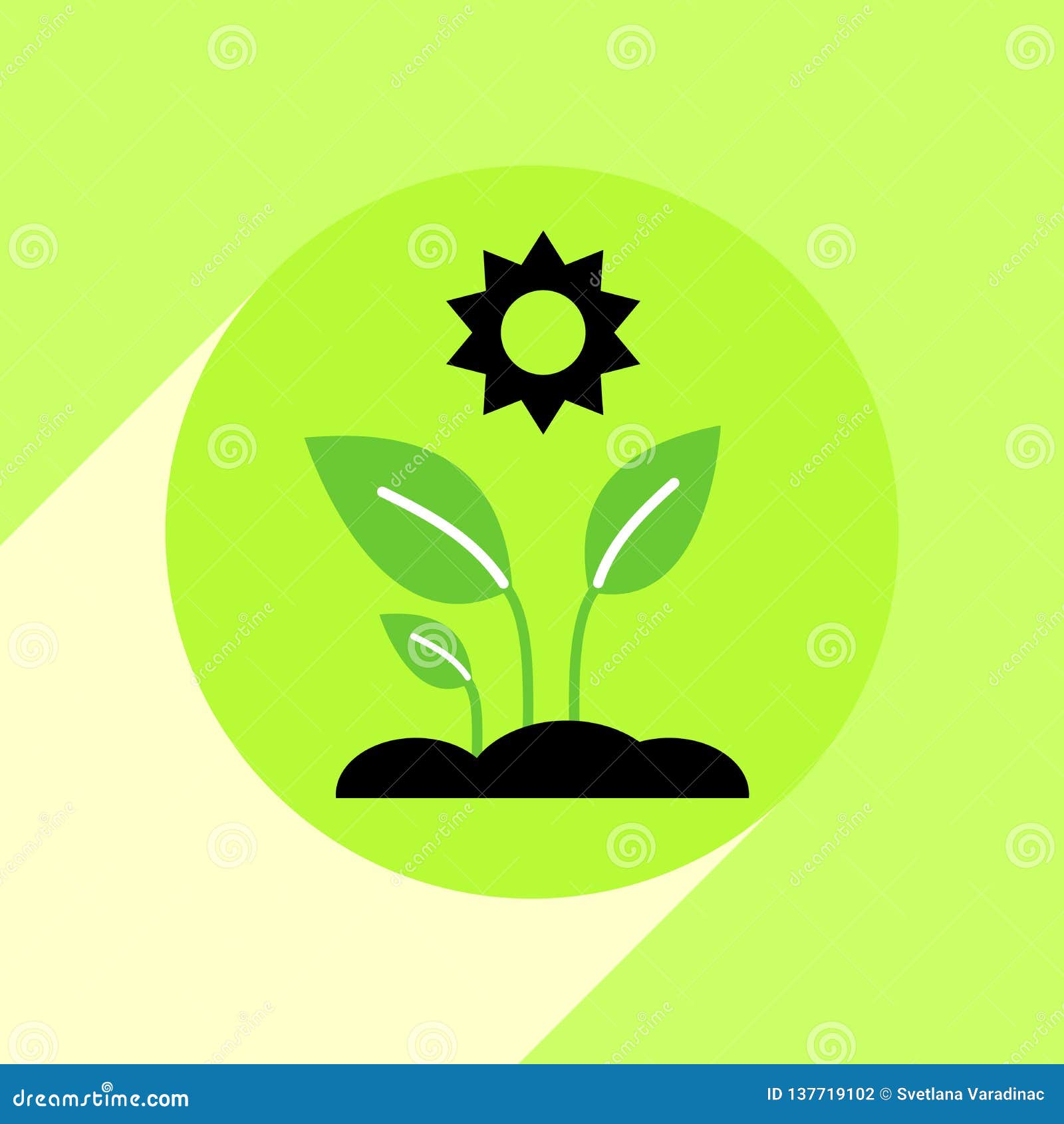Growing Sprout Flat Icon with Long Shadow. Stock Vector - Illustration ...