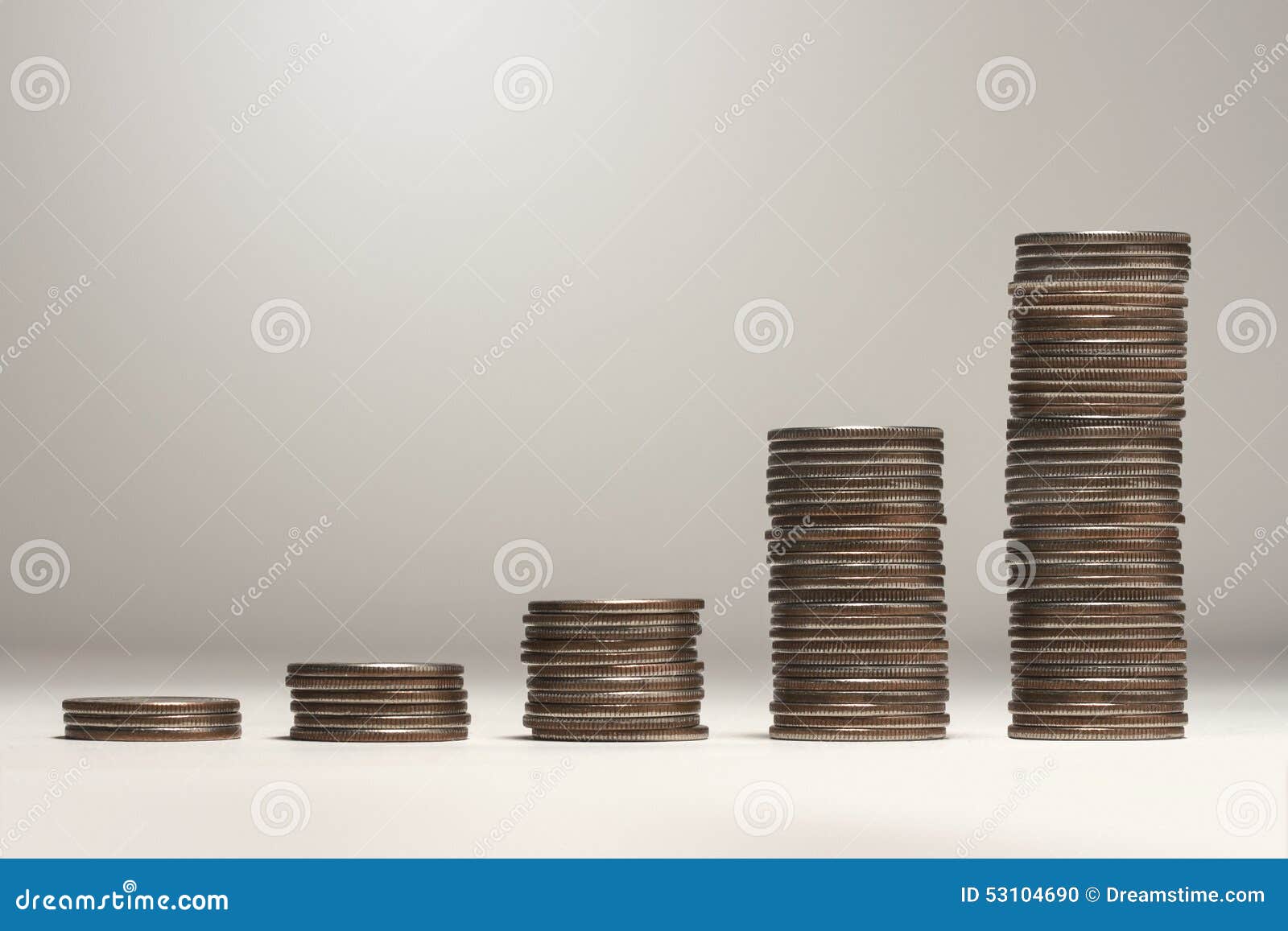 Growing Stack of Coins stock photo. Image of coins, stack - 53104690