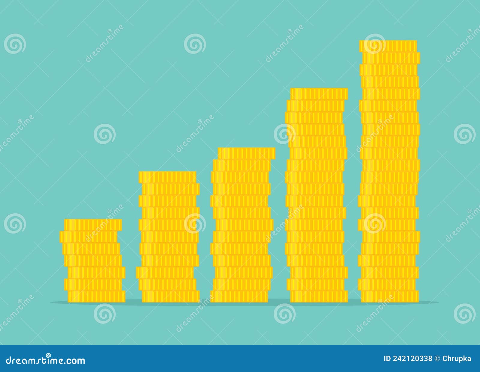Growing stack of coins stock vector. Illustration of exchange - 242120338