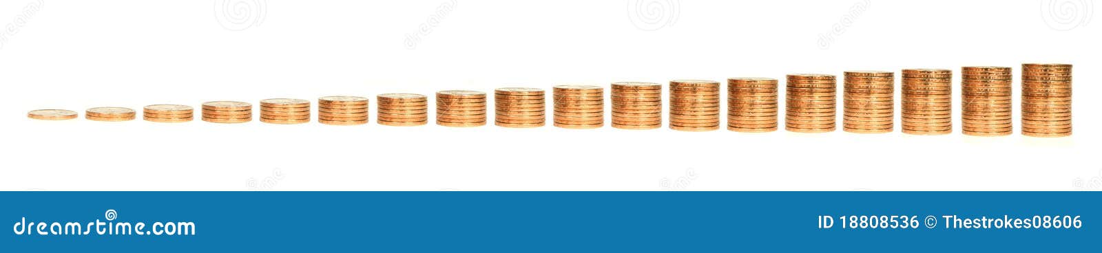 Growing Stacks of Gold Coins on White Background Stock Photo - Image of ...