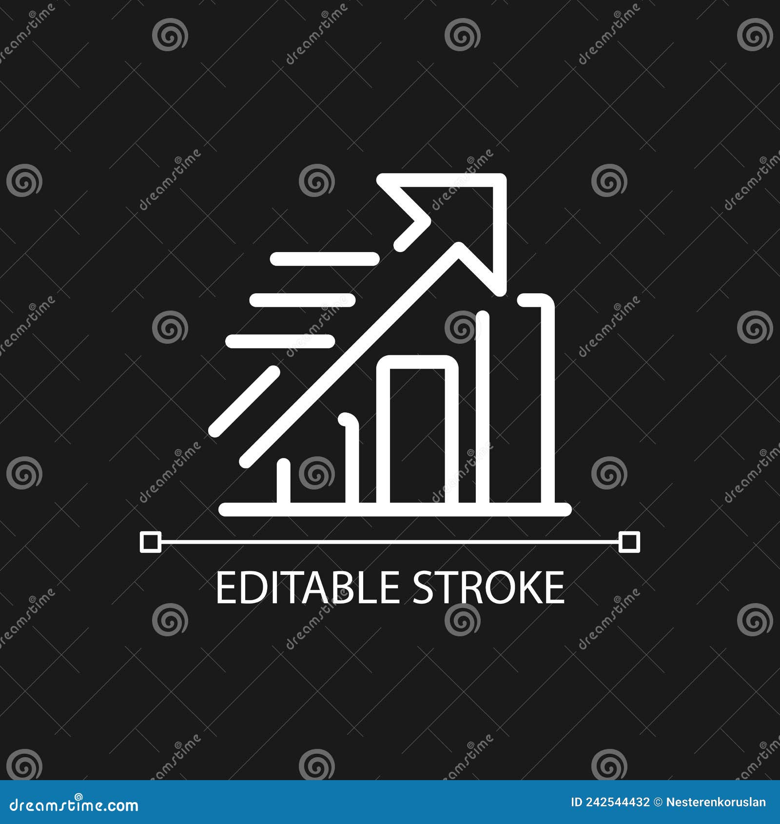 Growing Statistics Pixel Perfect White Linear Icon for Dark Theme Stock ...