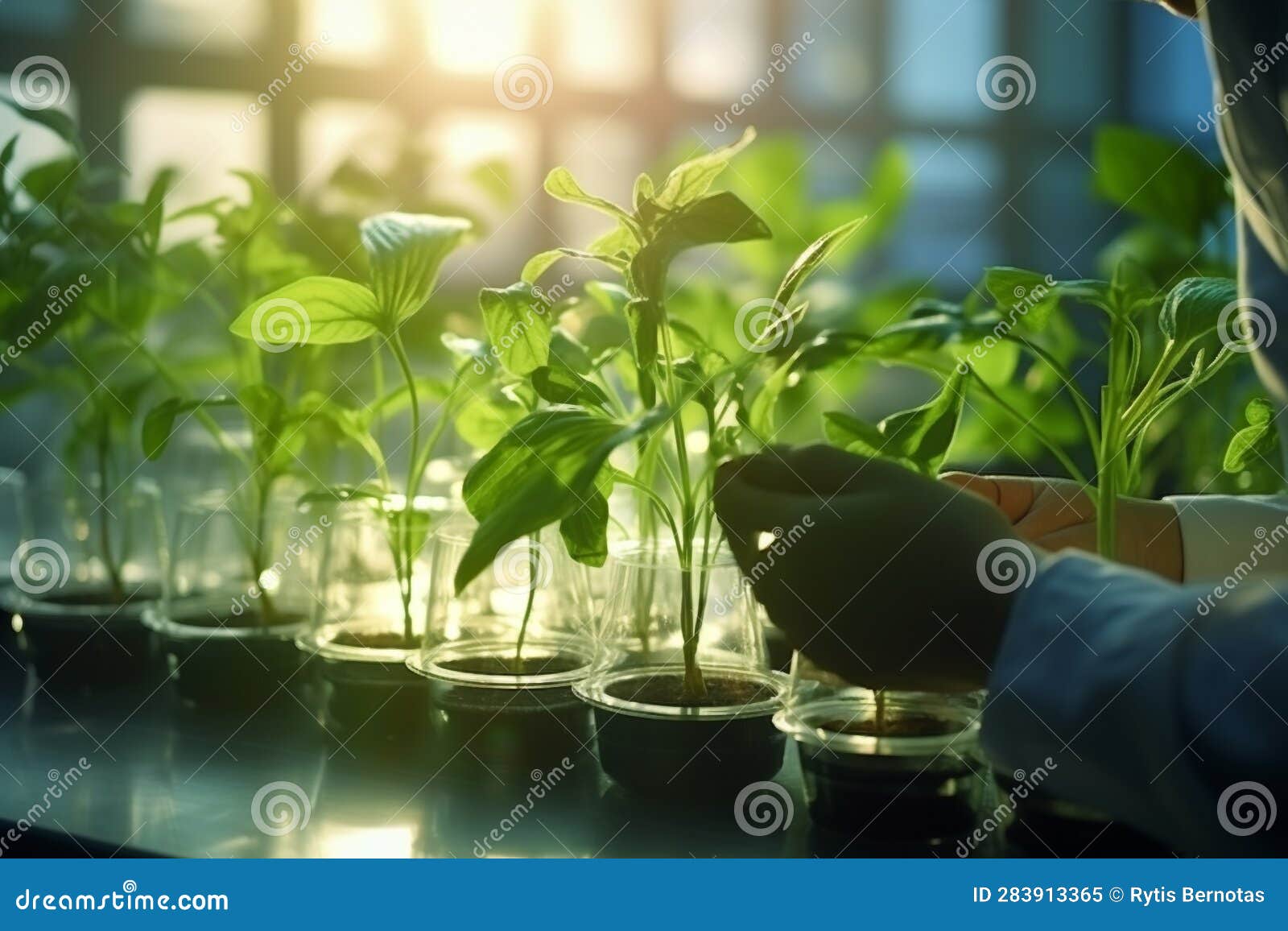 Growing and Studying Plants in Laboratory. Generative AI Stock ...