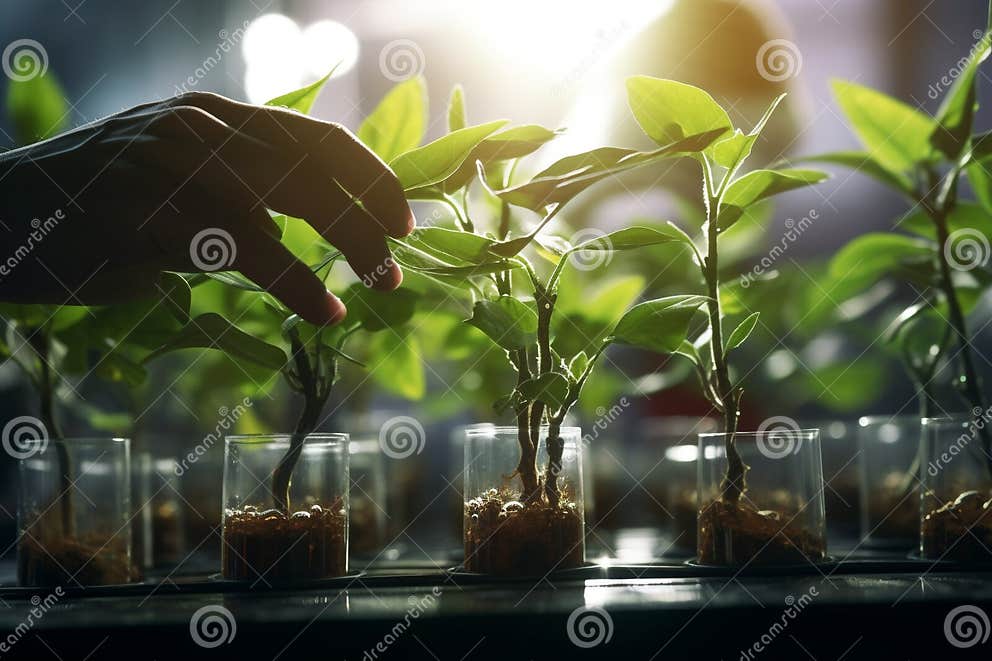 Growing and Studying Plants in Laboratory. Generative AI Stock ...