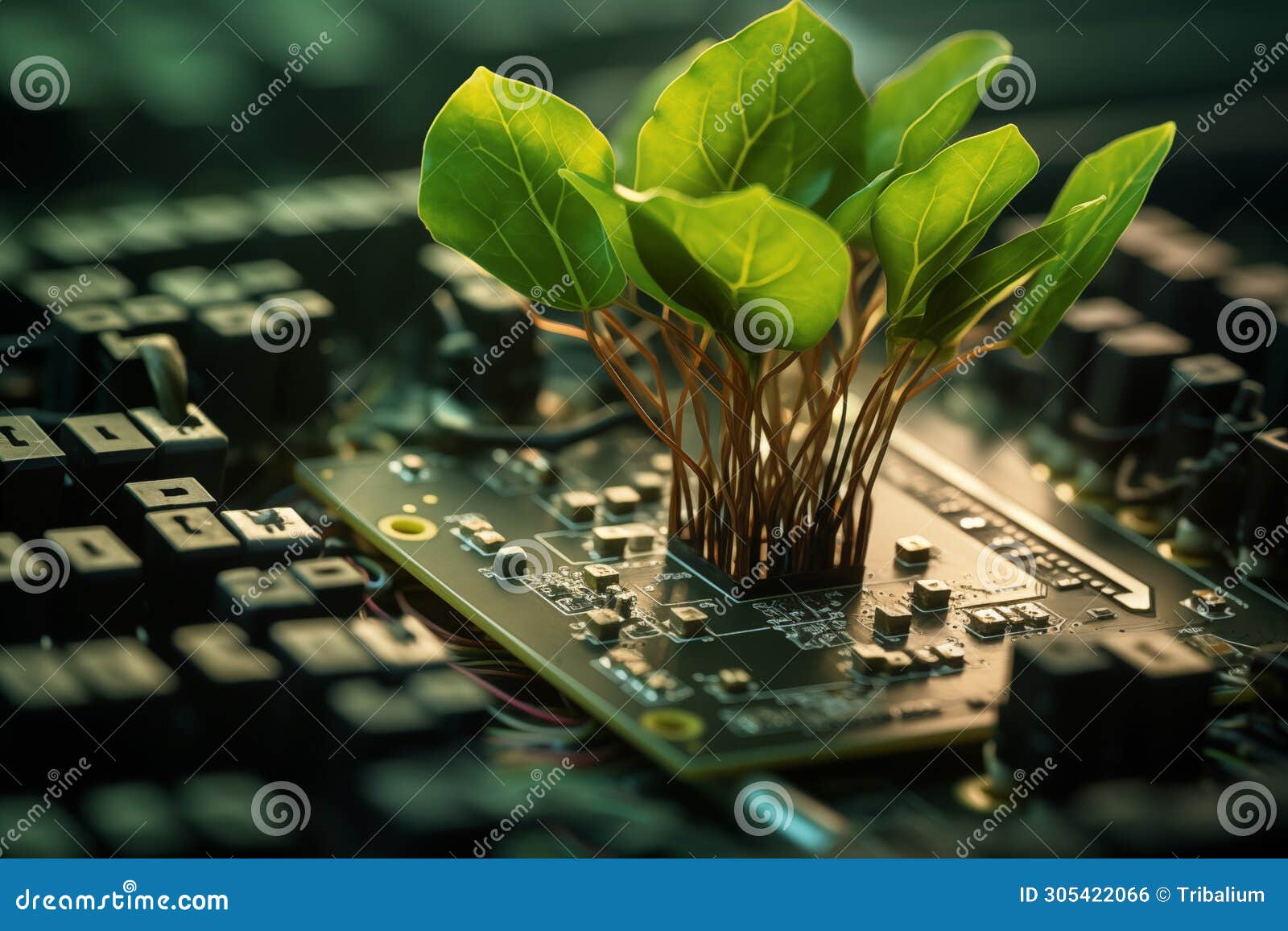 Growing Tree on the Computer Circuit Board Stock Illustration ...