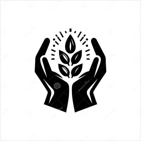 Growing Tree Logo with Hand Stock Vector - Illustration of focus, adobe ...