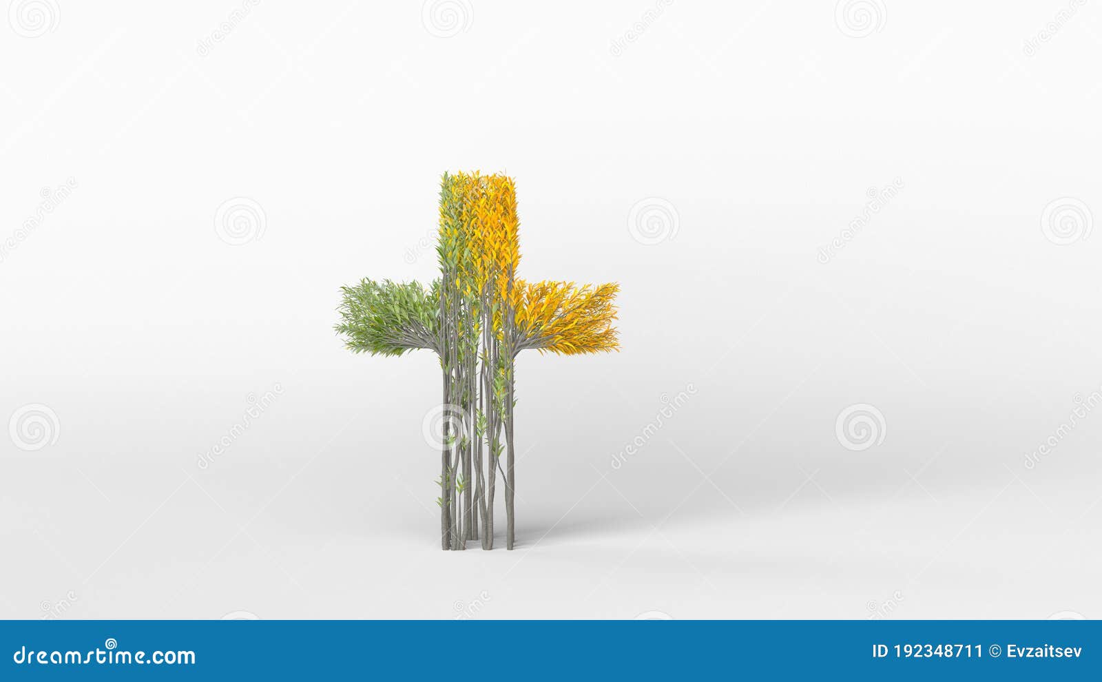 Growing Tree in a Shape of a Cross. Eco Concept Stock Illustration ...