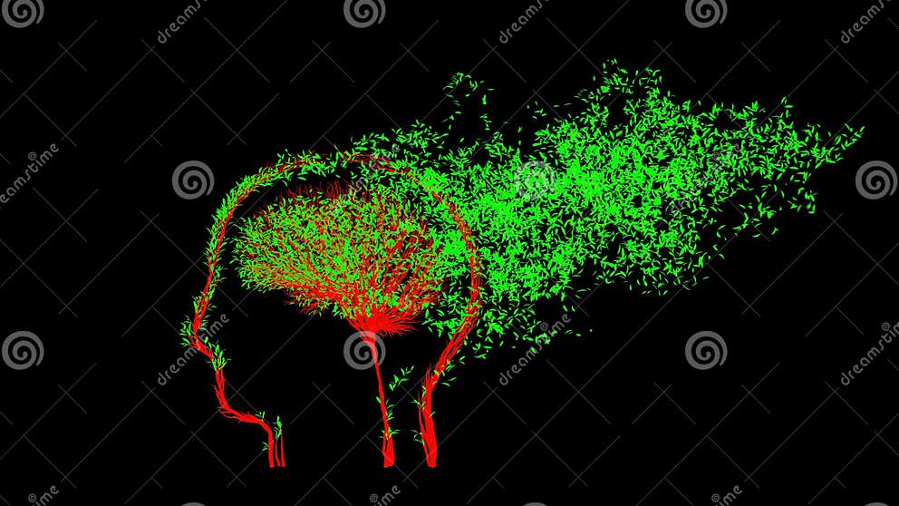 Growing Tree in a Shape of Human Brain Inside a Head. Eco Concept Stock ...