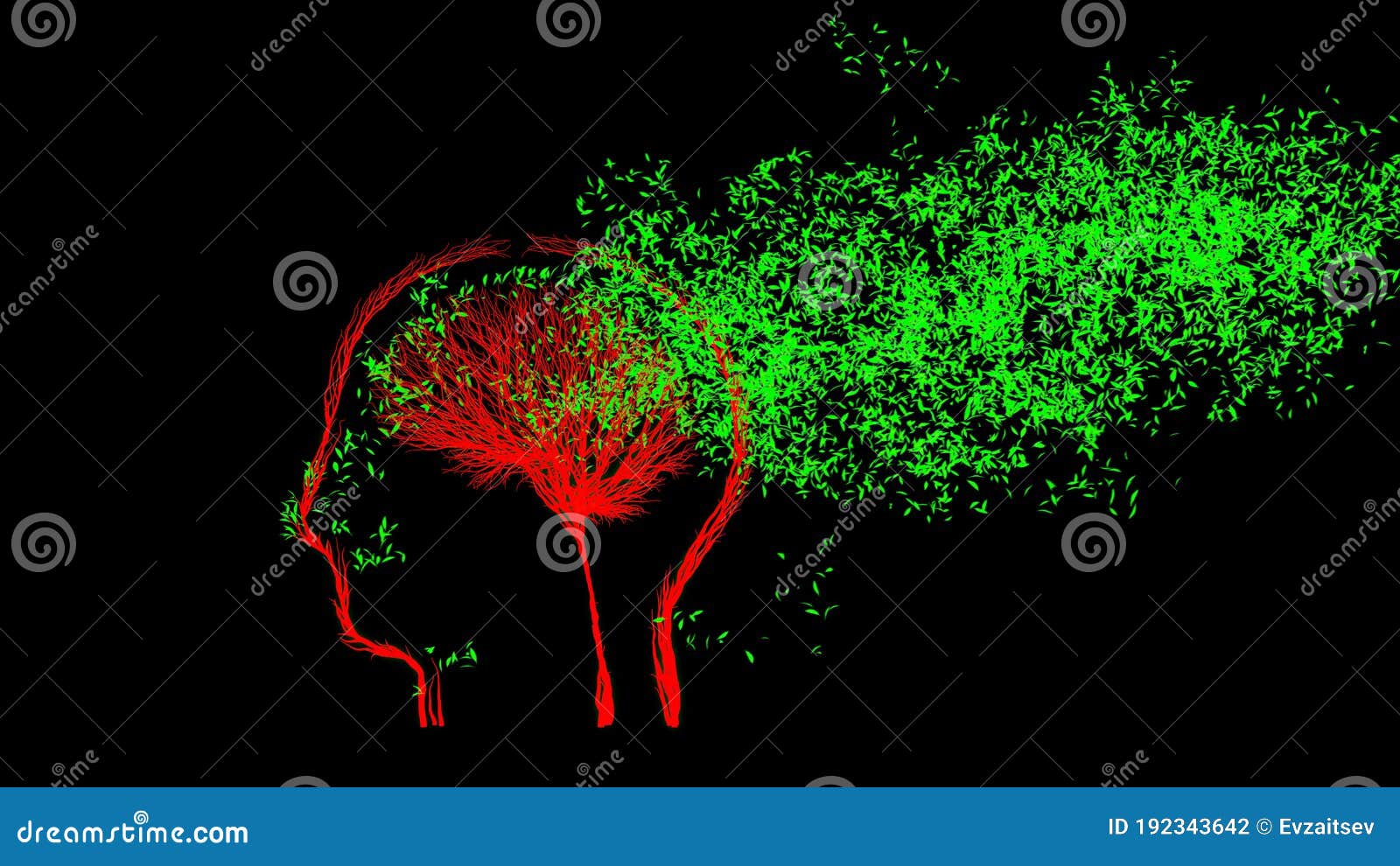 Growing Tree in a Shape of Human Brain Inside a Head. Eco Concept Stock ...