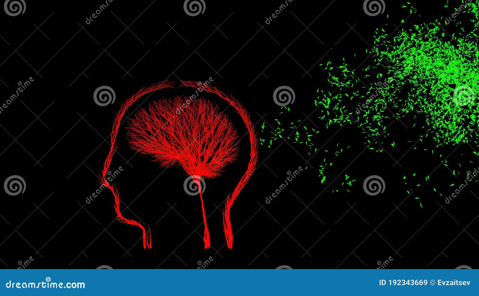 Growing Tree in a Shape of Human Brain Inside a Head. Eco Concept Stock ...