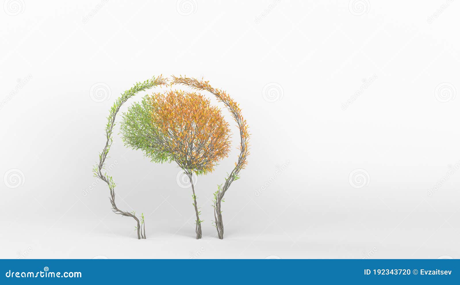 Growing Tree in a Shape of Human Brain Inside a Head. Eco Concept Stock ...