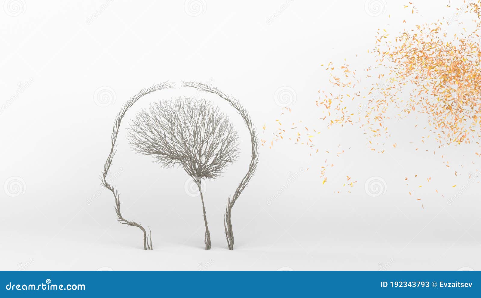 Growing Tree in a Shape of Human Brain Inside a Head. Eco Concept Stock ...