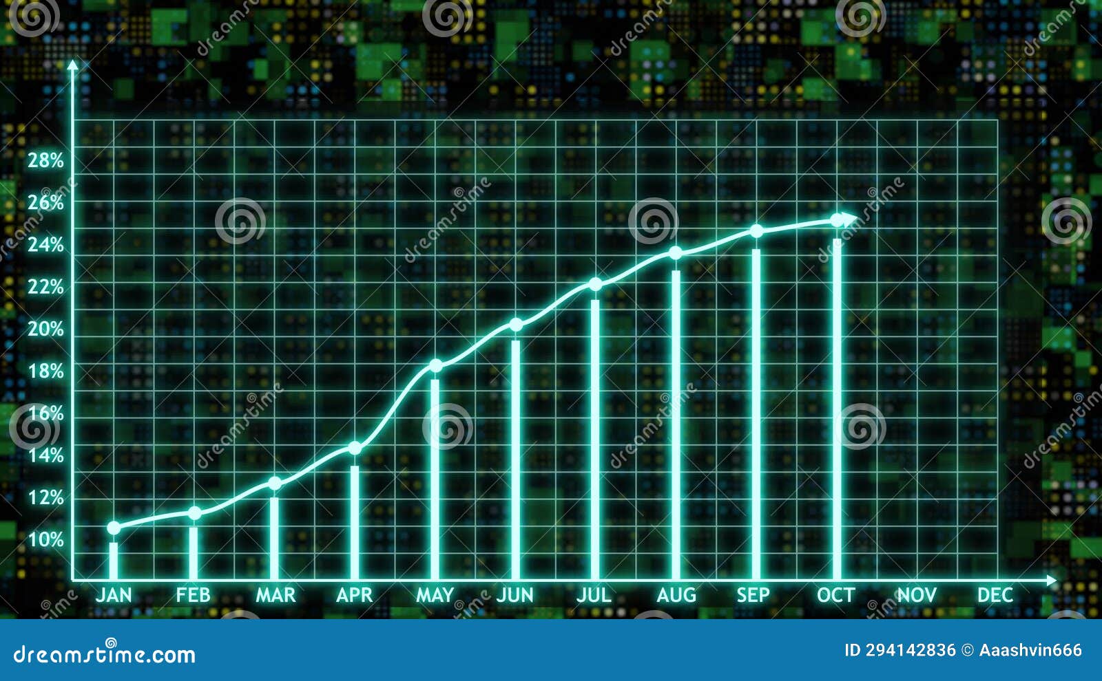 Growing Up Digital Graph Animation with One Year Data Collection Stock ...