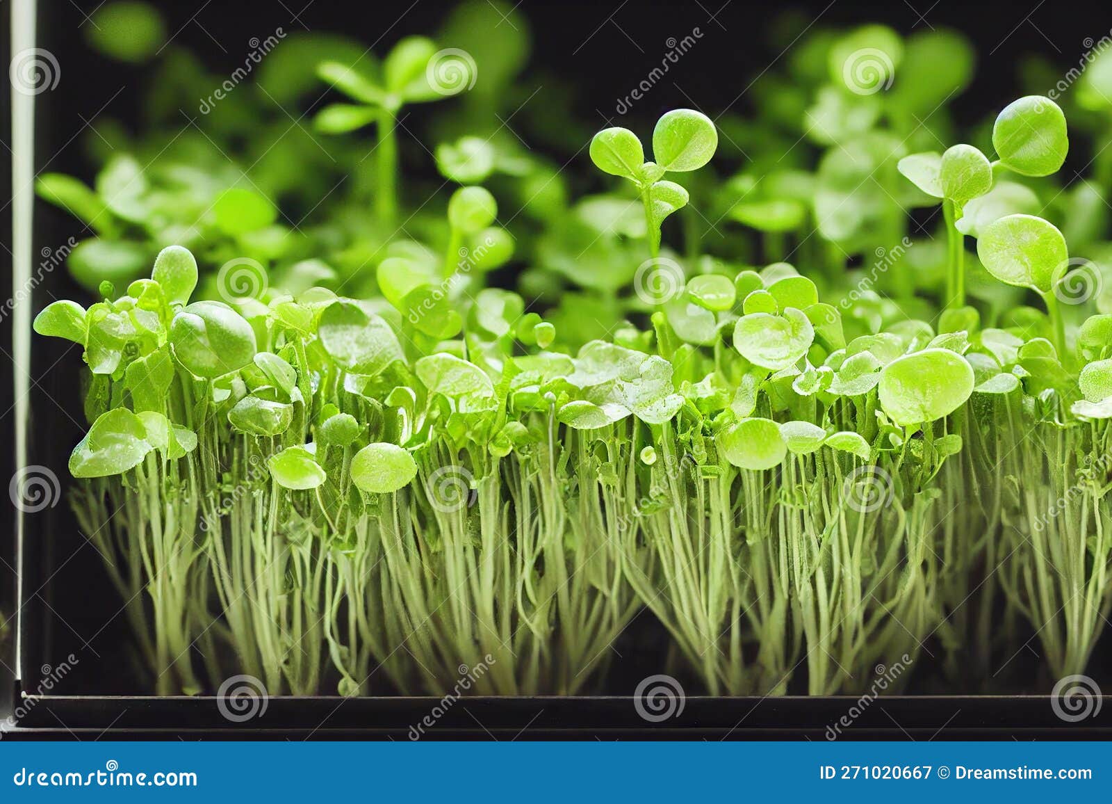 Growing Useful Organic Microgreens in Small Boxes at Home Stock ...