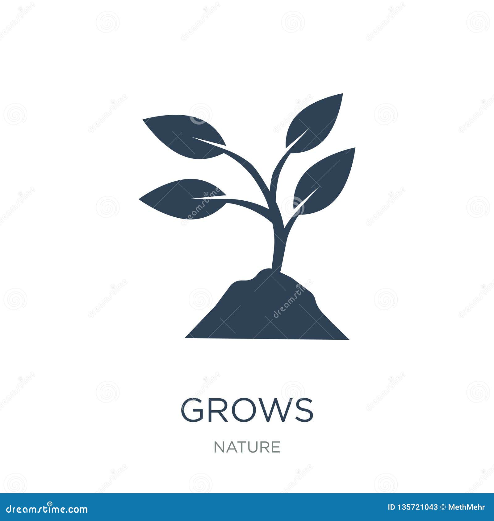 Grows Icon in Trendy Design Style. Grows Icon Isolated on White ...